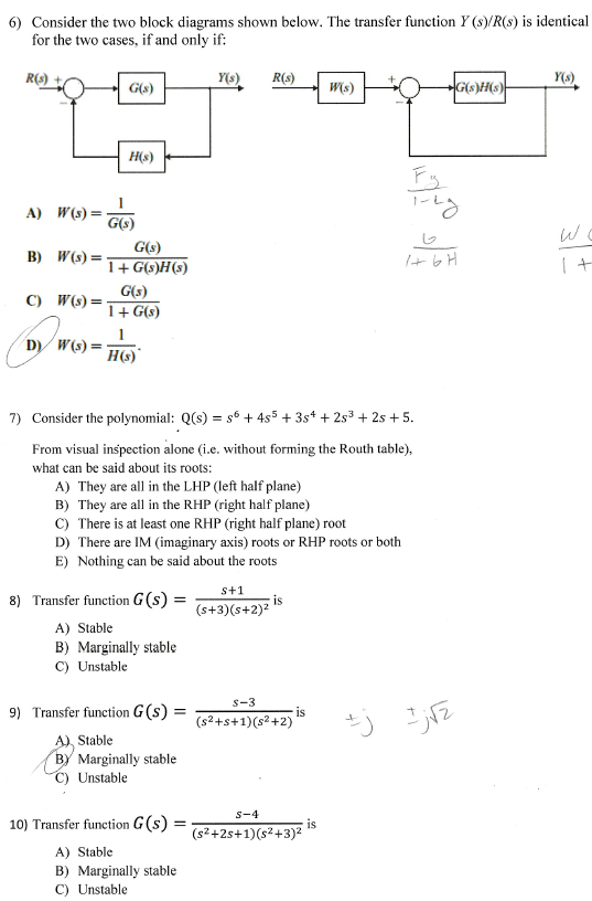 Solved 6) Consider the two block diagrams shown below. The | Chegg.com