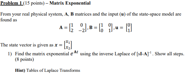 Solved Problem L(15 points)- Matrix Exponential From your | Chegg.com