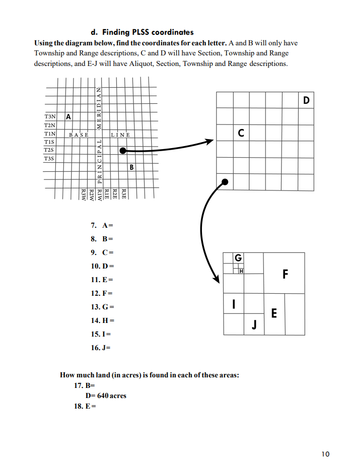 Solved a. Dividing Townships Since the PLSS was designed to | Chegg.com