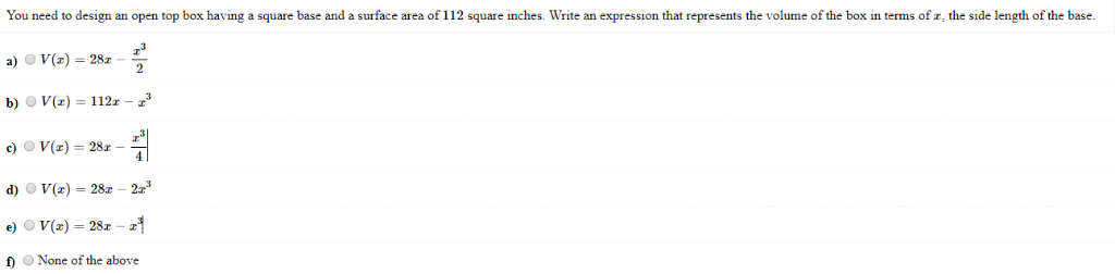Solved You need to design an open top box having a square | Chegg.com