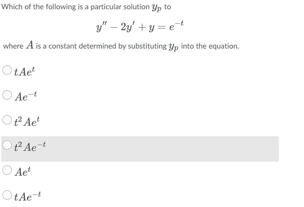 Solved Which of the following is a particular solution Yp to | Chegg.com