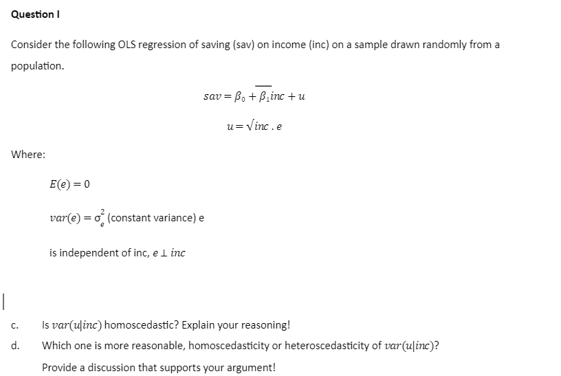 Solved Consider the following OLS regression of saving (sav) | Chegg.com