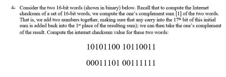 Solved 4. Consider the two 16-bit words (shown in binary) | Chegg.com