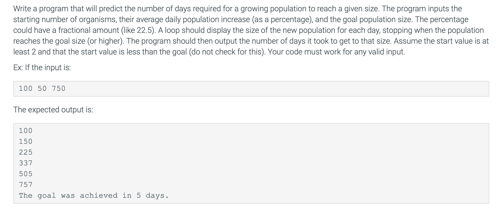 Solved Write a program that will predict the number of days | Chegg.com