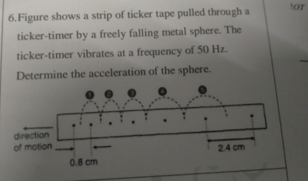 Solved ОТ 6. Figure shows a strip of ticker tape pulled | Chegg.com