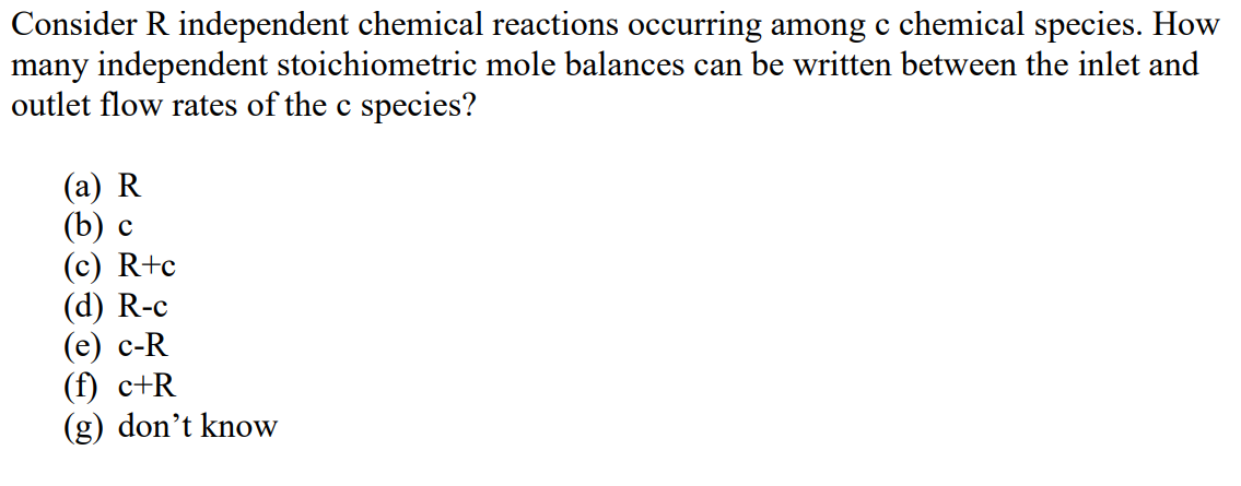 Solved Consider R independent chemical reactions occurring | Chegg.com