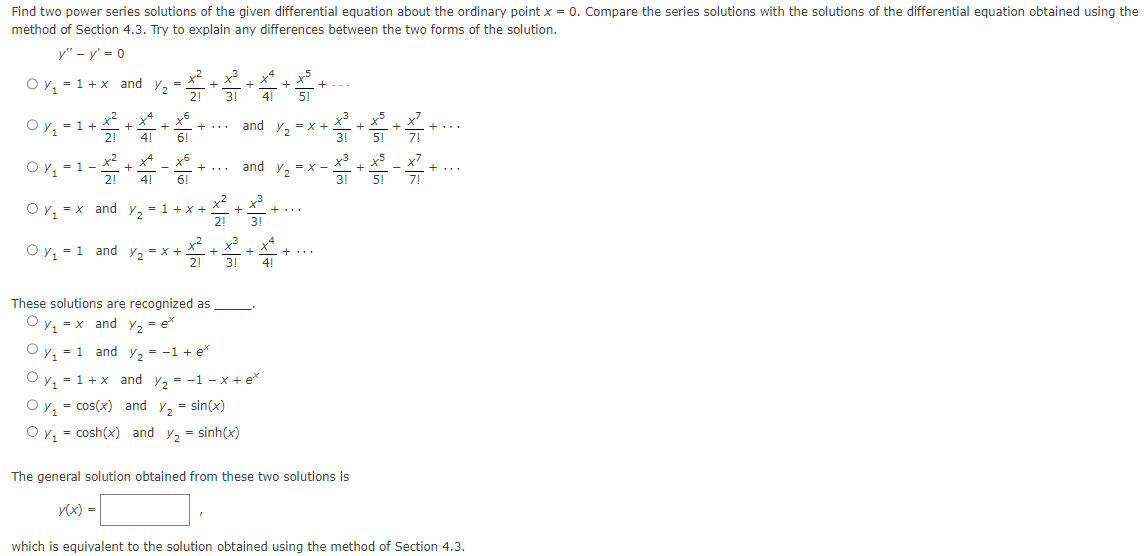 Solved Find two power series solutions of the given | Chegg.com