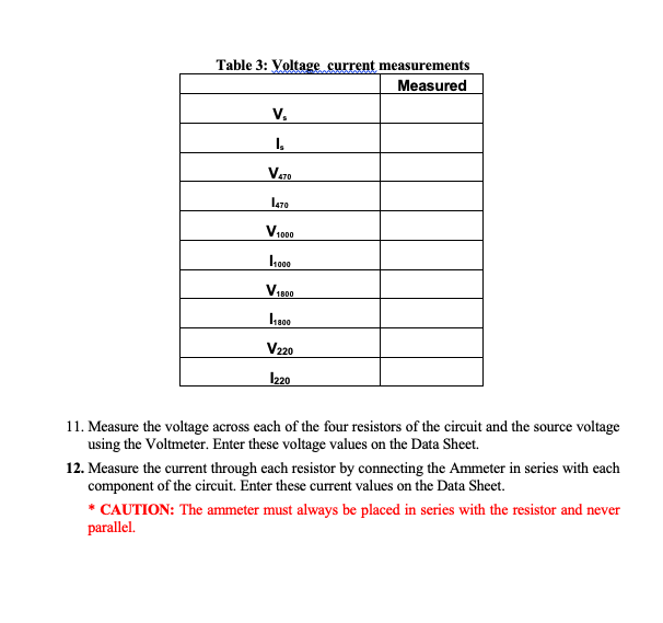 Solved Part B Voltage and Current Measurements Prelab: | Chegg.com