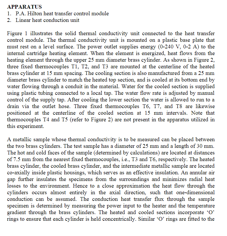 Solved APPARATUS 1. P.A. Hilton heat transfer control module | Chegg.com