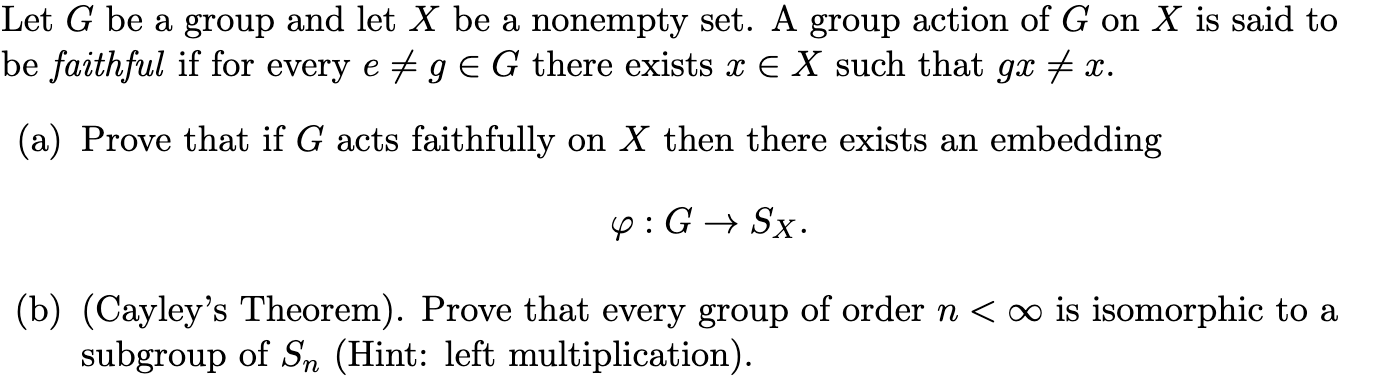Solved Let G Be A Group And Let X Be A Nonempty Set A Group