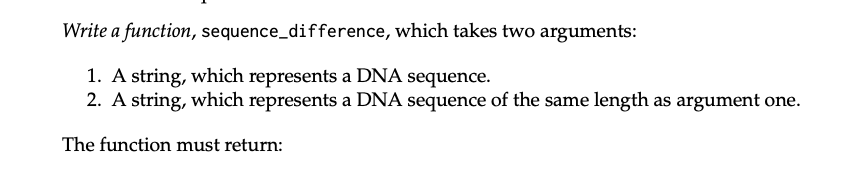 Solved Write a function, sequence_difference, which takes | Chegg.com