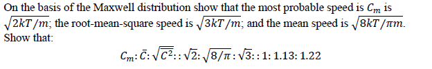 Solved On the basis of the Maxwell distribution show that | Chegg.com