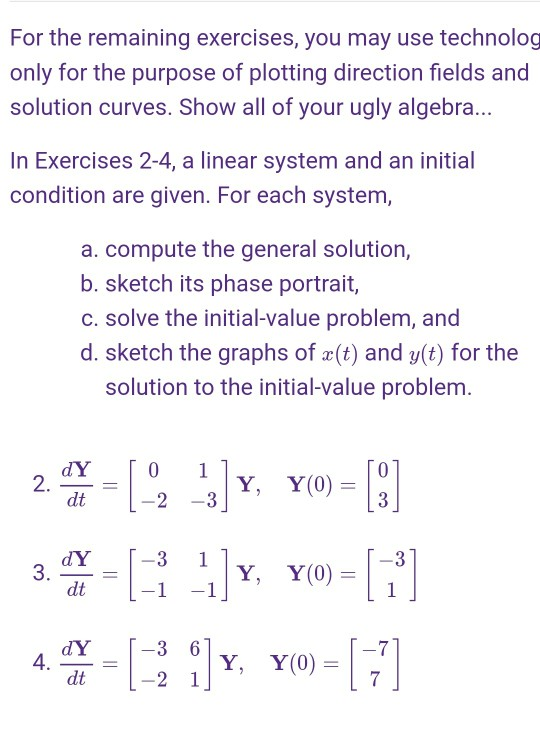 Solved For the remaining exercises, you may use technolog | Chegg.com