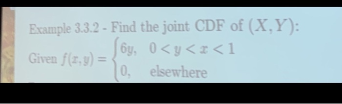 Solved Example 3.3.2- Find the joint CDF of (X,Y): 0. | Chegg.com