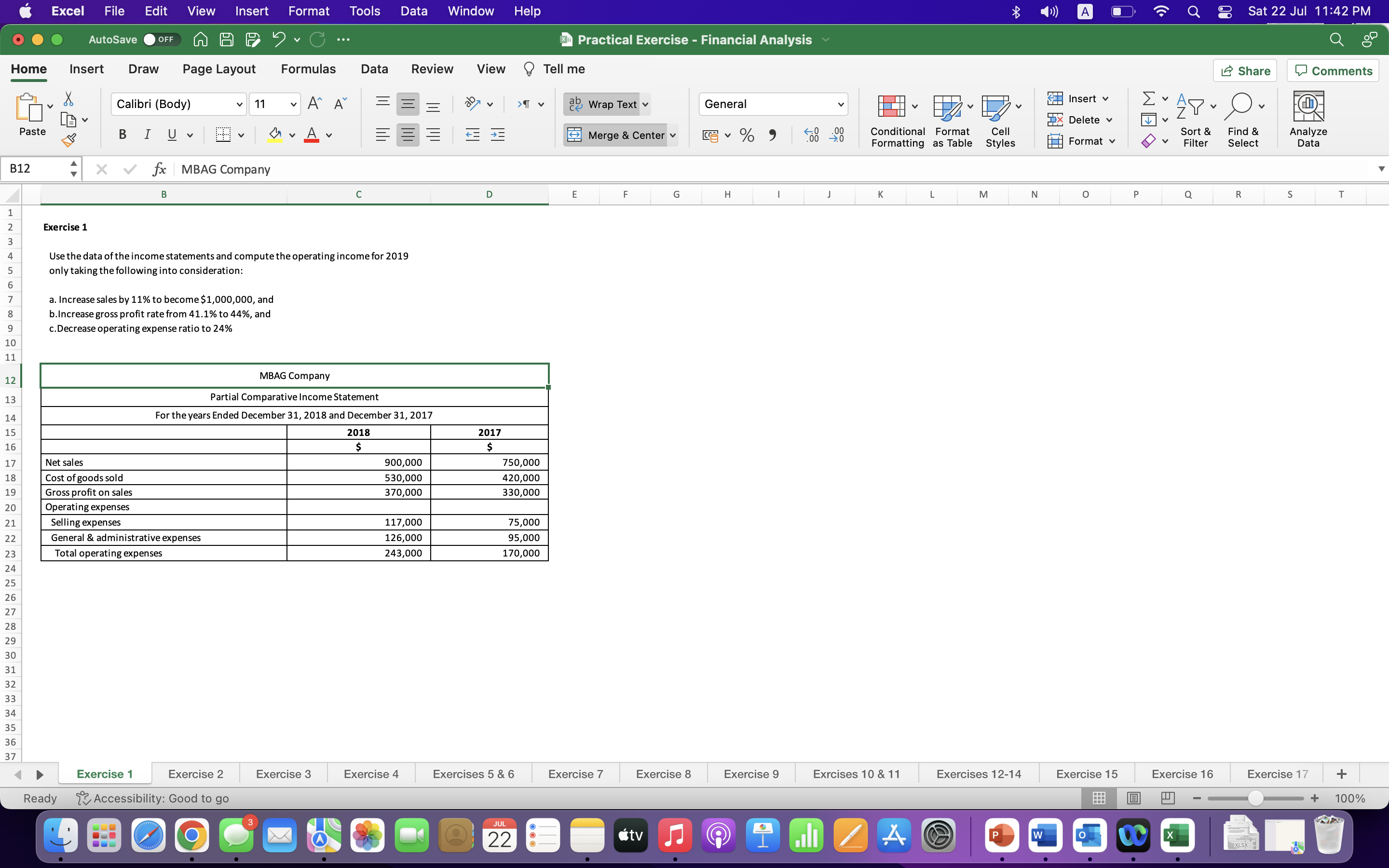 Solved Use the data of the income statements and compute the | Chegg.com