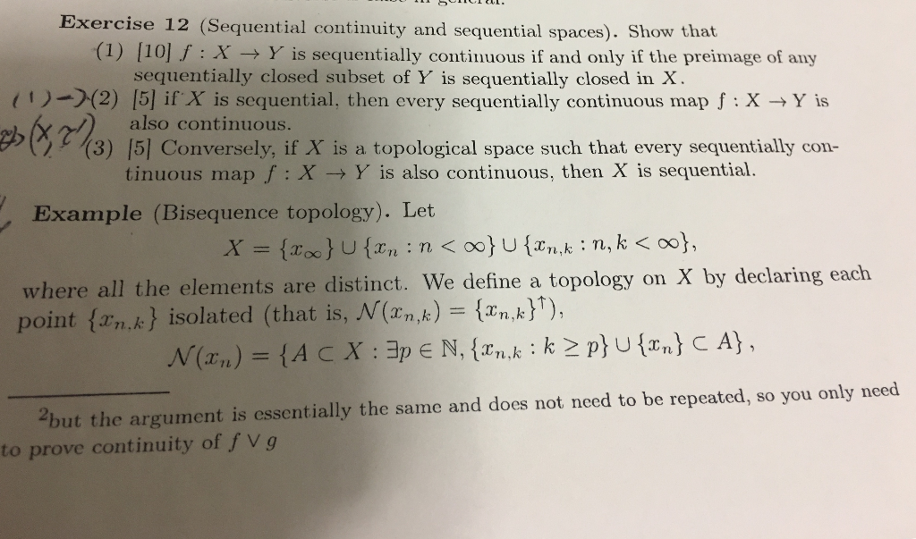 Solved U 111 SUNIUI. Exercise 12 (Sequential continuity and | Chegg.com