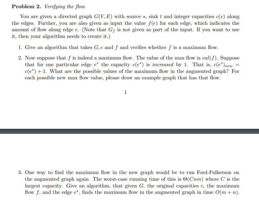 Solved Problem 2. Verifying the flow You are given a | Chegg.com