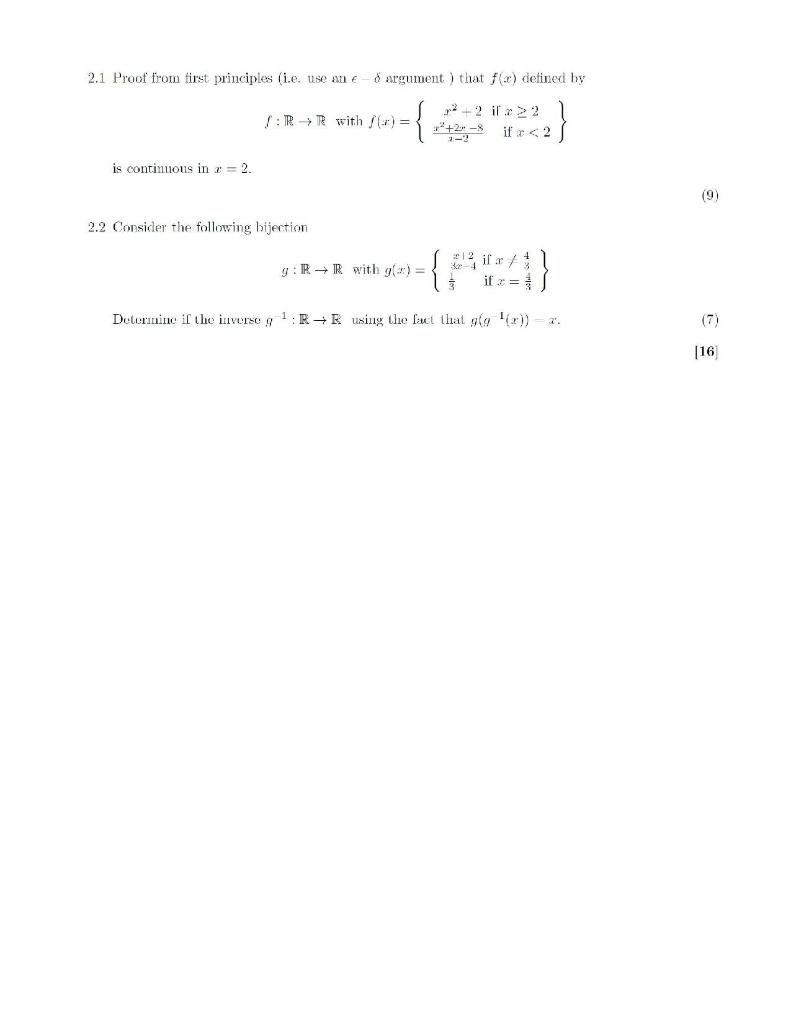 Solved 2.1 Proof from first principles (i.e. use an ϵ−δ | Chegg.com