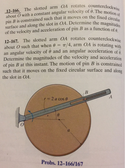 Solved 12-166 The slotted arm OA rotates count about O with | Chegg.com