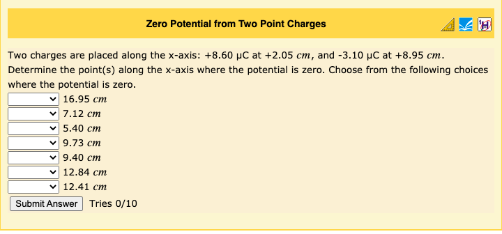 Solved Zero Potential from Two Point Charges Two charges are | Chegg.com