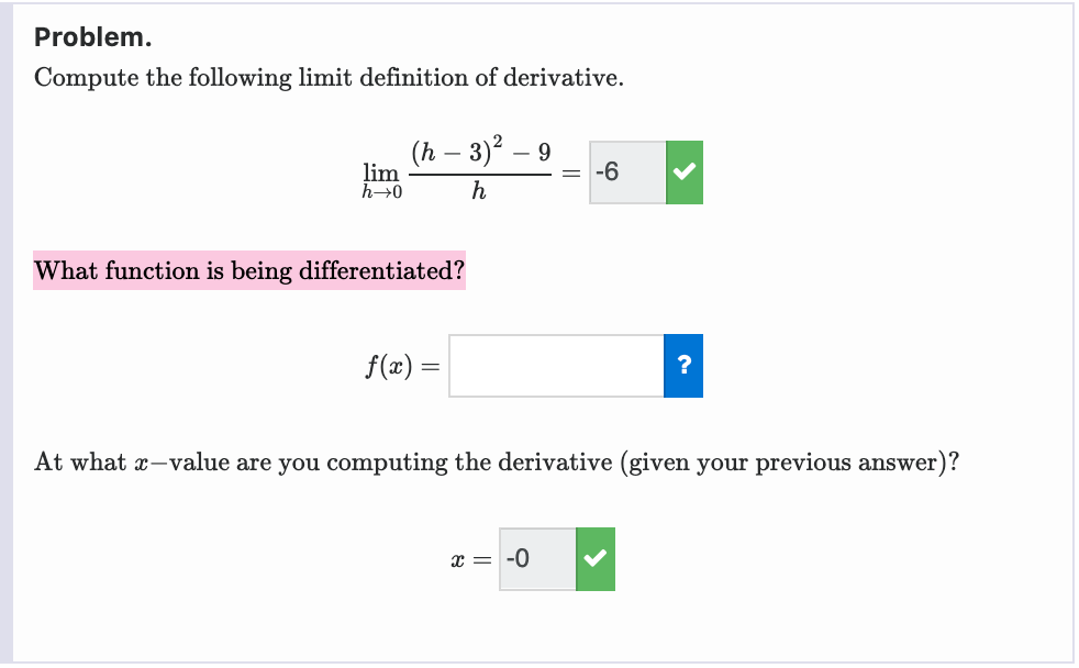 Solved Problem. Compute the following limit definition of | Chegg.com