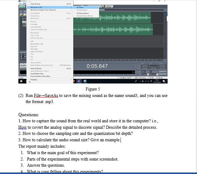 Experiment 1: Audio processing Part 1 Experimental | Chegg.com