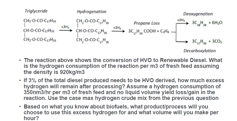 Triglyceride Hydrogenation Deoxygenation | Chegg.com