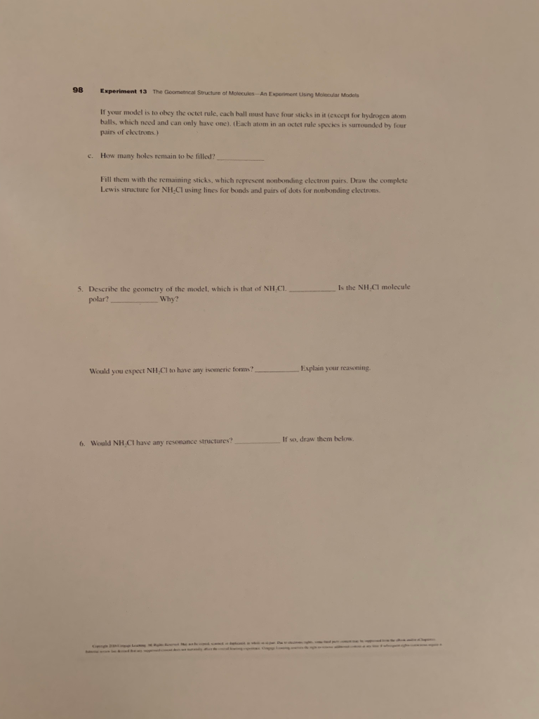 Solved Name Section Experiment 13 Advance Study Assignment: | Chegg.com