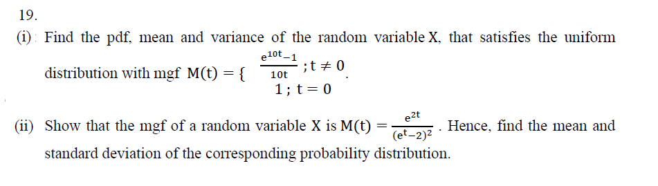 Solved Find the pdf, mean and variance of the random | Chegg.com