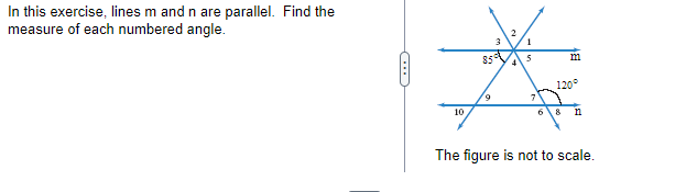 Solved In this exercise, lines m and n are parallel. Find | Chegg.com