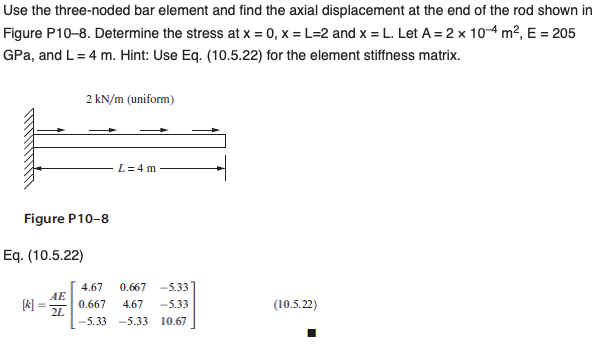 Solved Use the three-noded bar element and find the axial | Chegg.com