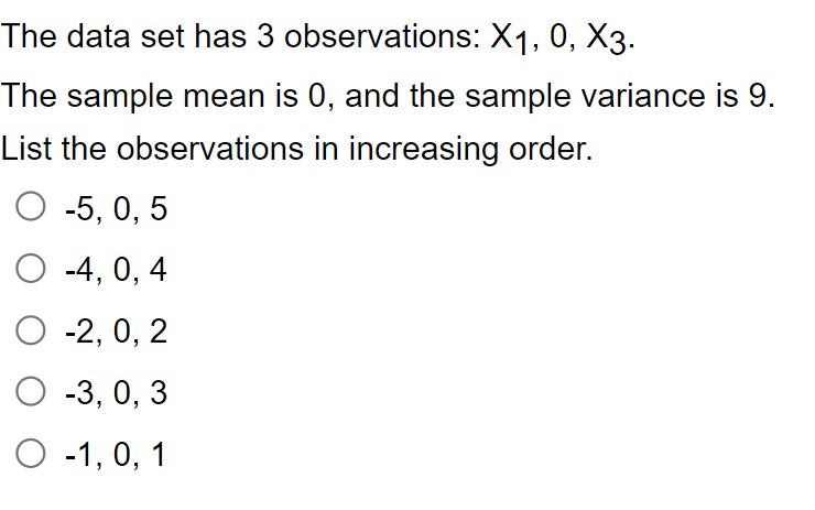 Solved The data set has 3 observations: X1,0,X3 The sample | Chegg.com