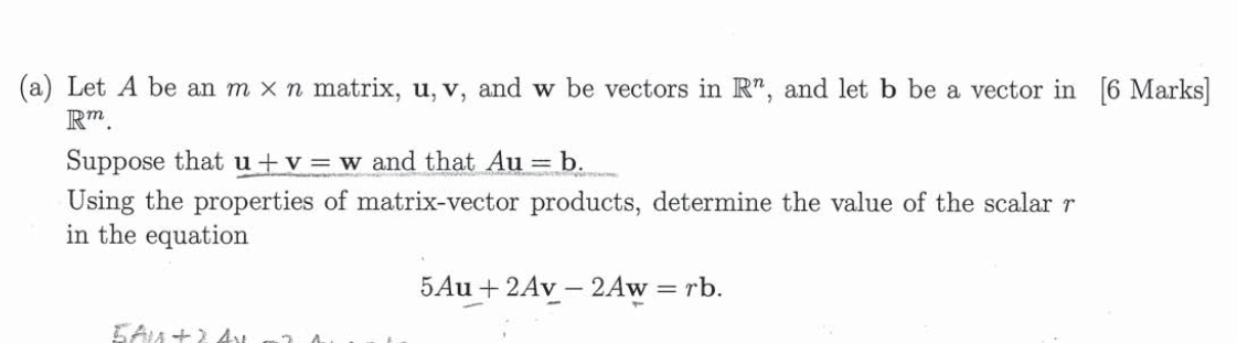 Solved (a) Let A be an m×n matrix, u,v, and w be vectors in | Chegg.com