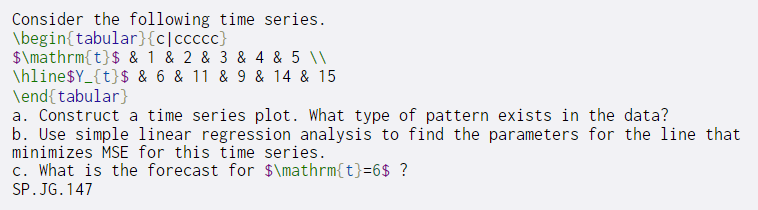 Solved Consider the following time series. | Chegg.com