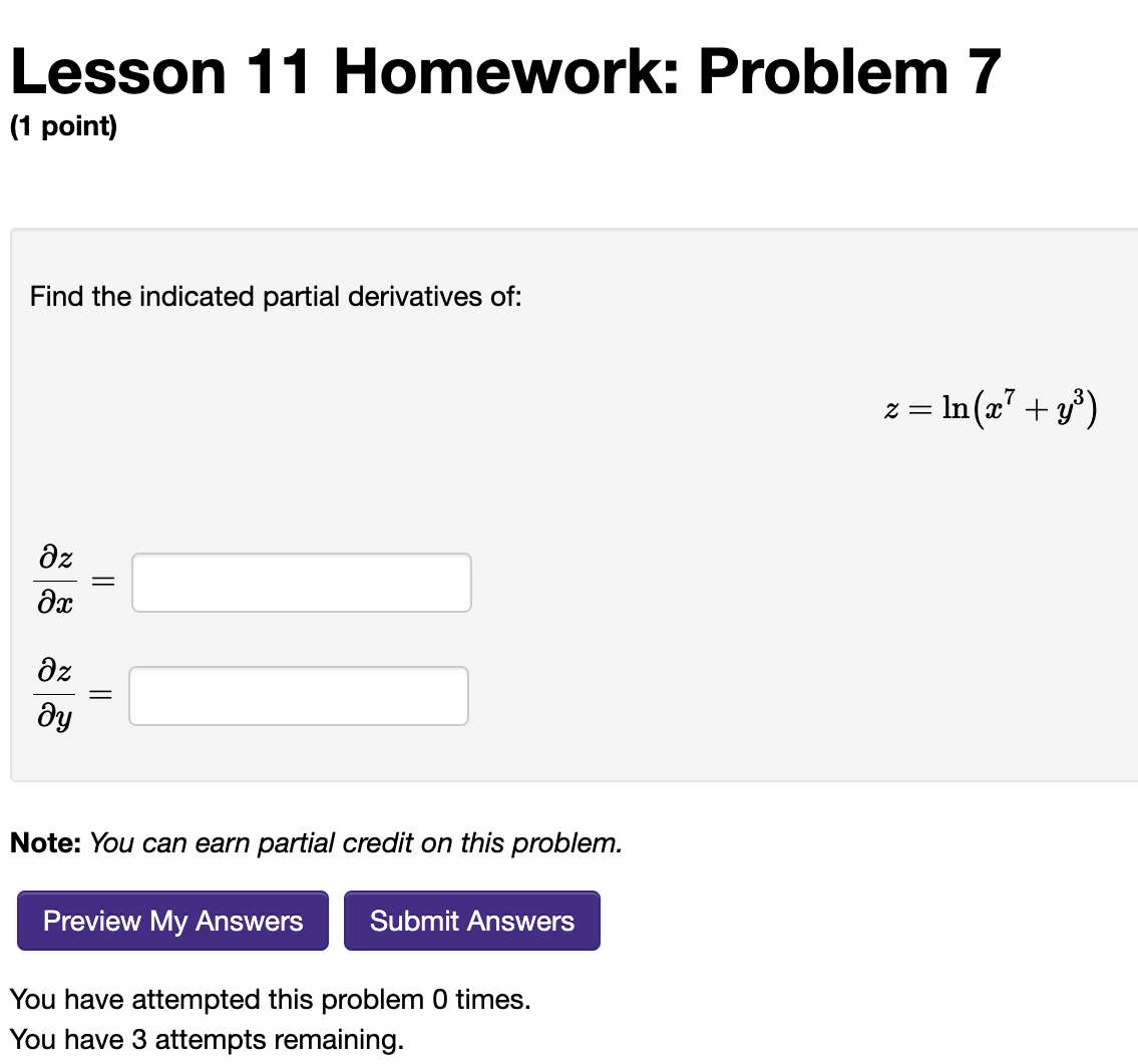 Solved Lesson 11 Homework: Problem 7 (1 point) Find the | Chegg.com