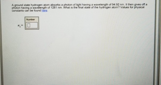 Solved A Ground State Hydrogen Atom Absorbs A Photon Of