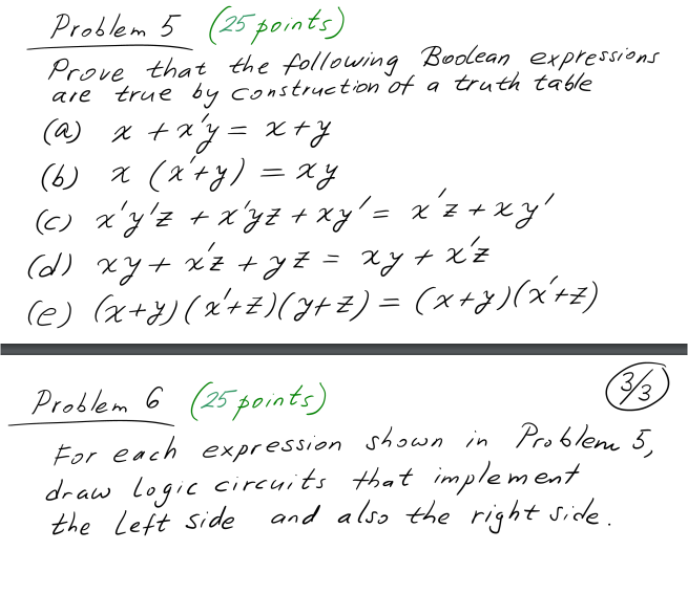 Solved Problem 5 (25points) Prove that the following Boolean | Chegg.com