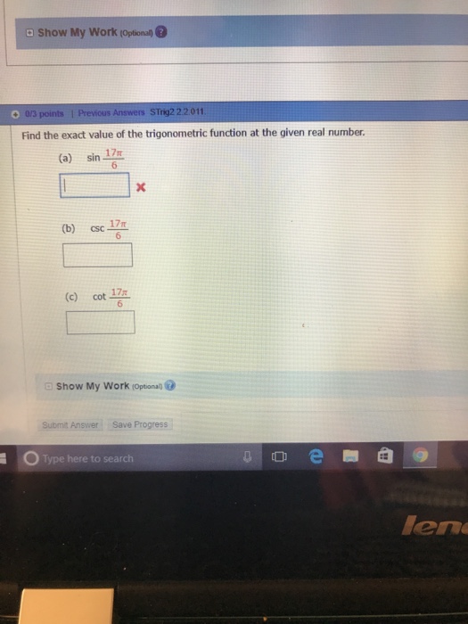 Solved find the exact values of the trigonometric function | Chegg.com