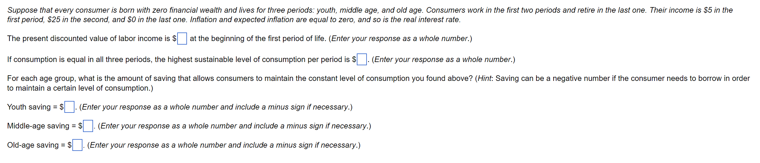 Solved first period, $25 in the second, and $0 in the last | Chegg.com