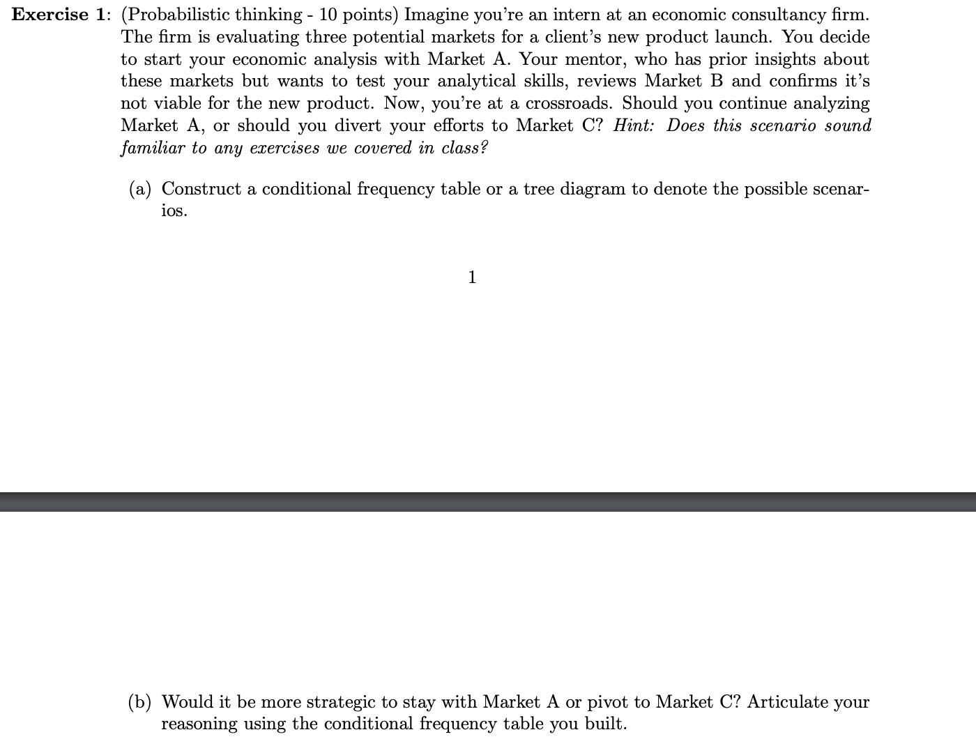 Exercise 1: (Probabilistic thinking - 10 ﻿points) | Chegg.com