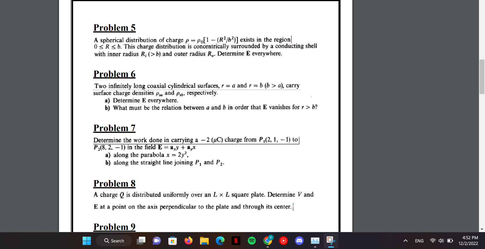 Solved Problem 1 Two point charges, Q1 and Q2, are located | Chegg.com