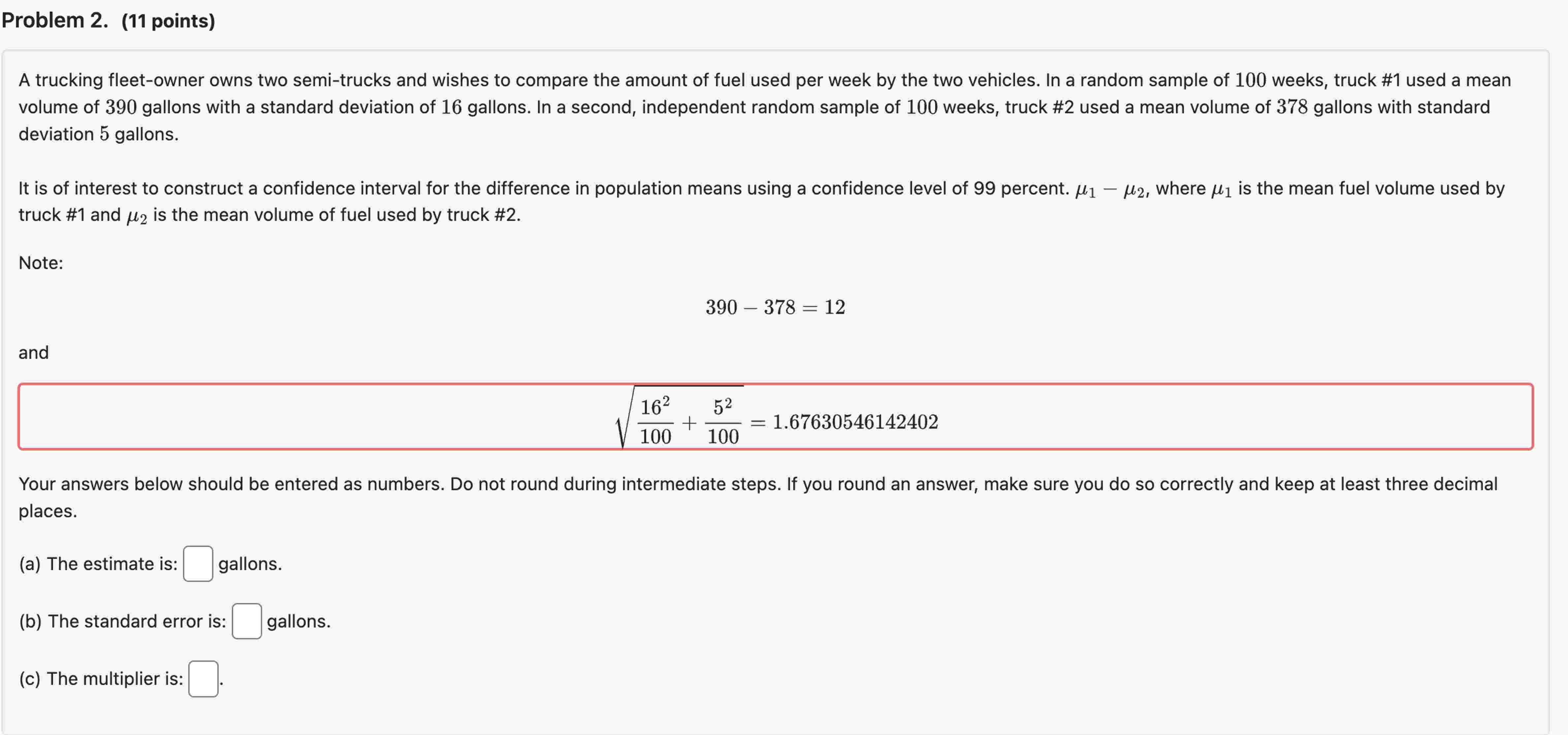Solved Problem 2. (11 ﻿points)A trucking fleet-owner owns | Chegg.com