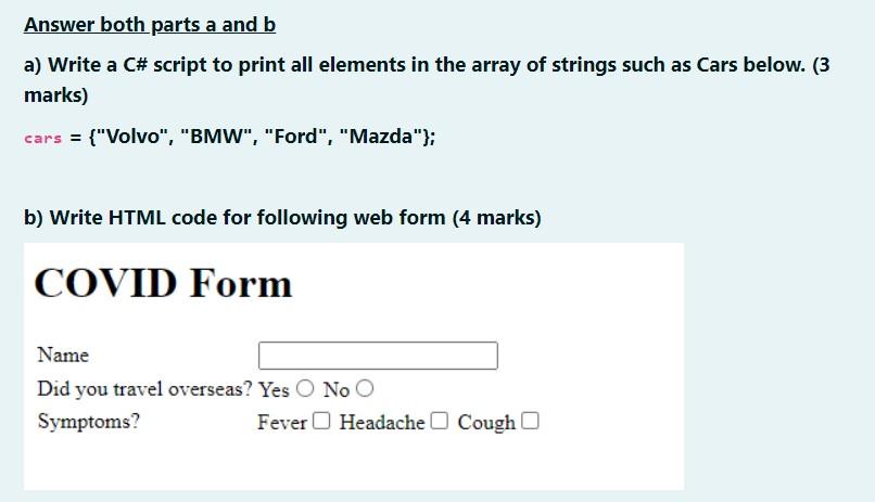 Solved Answer both parts a and b a) Write a C# script to | Chegg.com