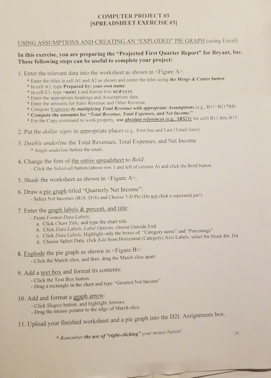 Solved COMPUTER PROJECT #3 [SPREADSHEET EXERCISE #31 USING | Chegg.com