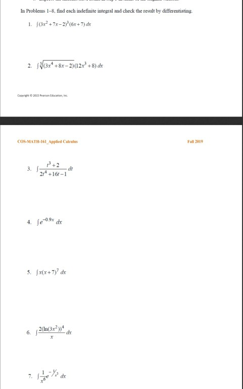 Solved In Problems 1-8, find each indefinite integral and | Chegg.com