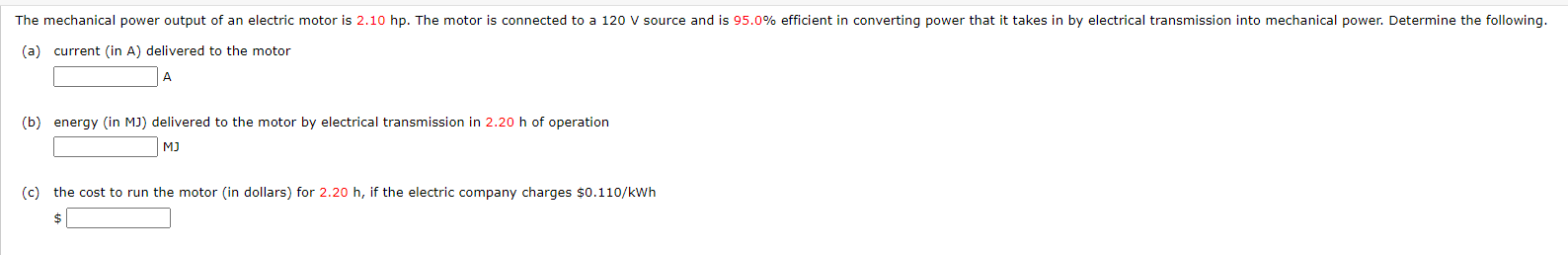 Solved The mechanical power output of an electric motor is | Chegg.com