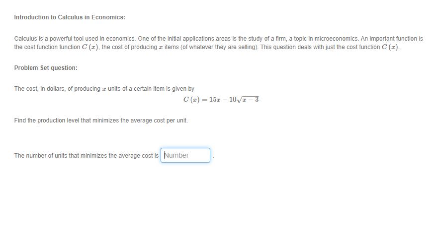 Solved Introduction to Calculus in Economics: Calculus is | Chegg.com