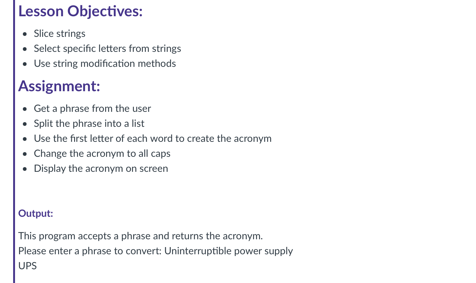 Solved Lesson Objectives: โข Slice strings โข Select specific | Chegg.com Solved Lesson Objectives: โข Slice strings โข Select specific | Chegg.com