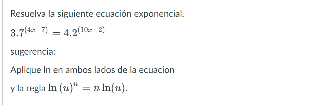 Solved Resuelva la siguiente ecuación | Chegg.com
