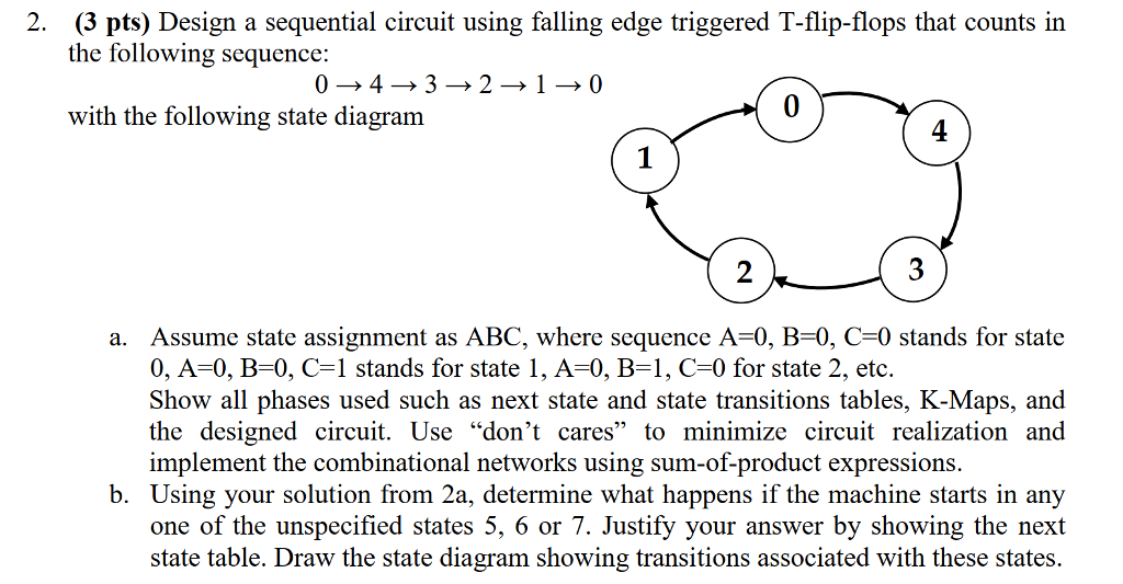 Solved (3 pts) Design a sequential circuit using falling | Chegg.com